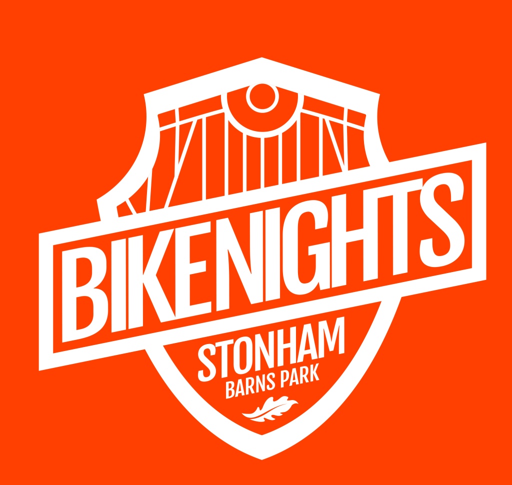 bike nights logo white orange background - Stonham Barns